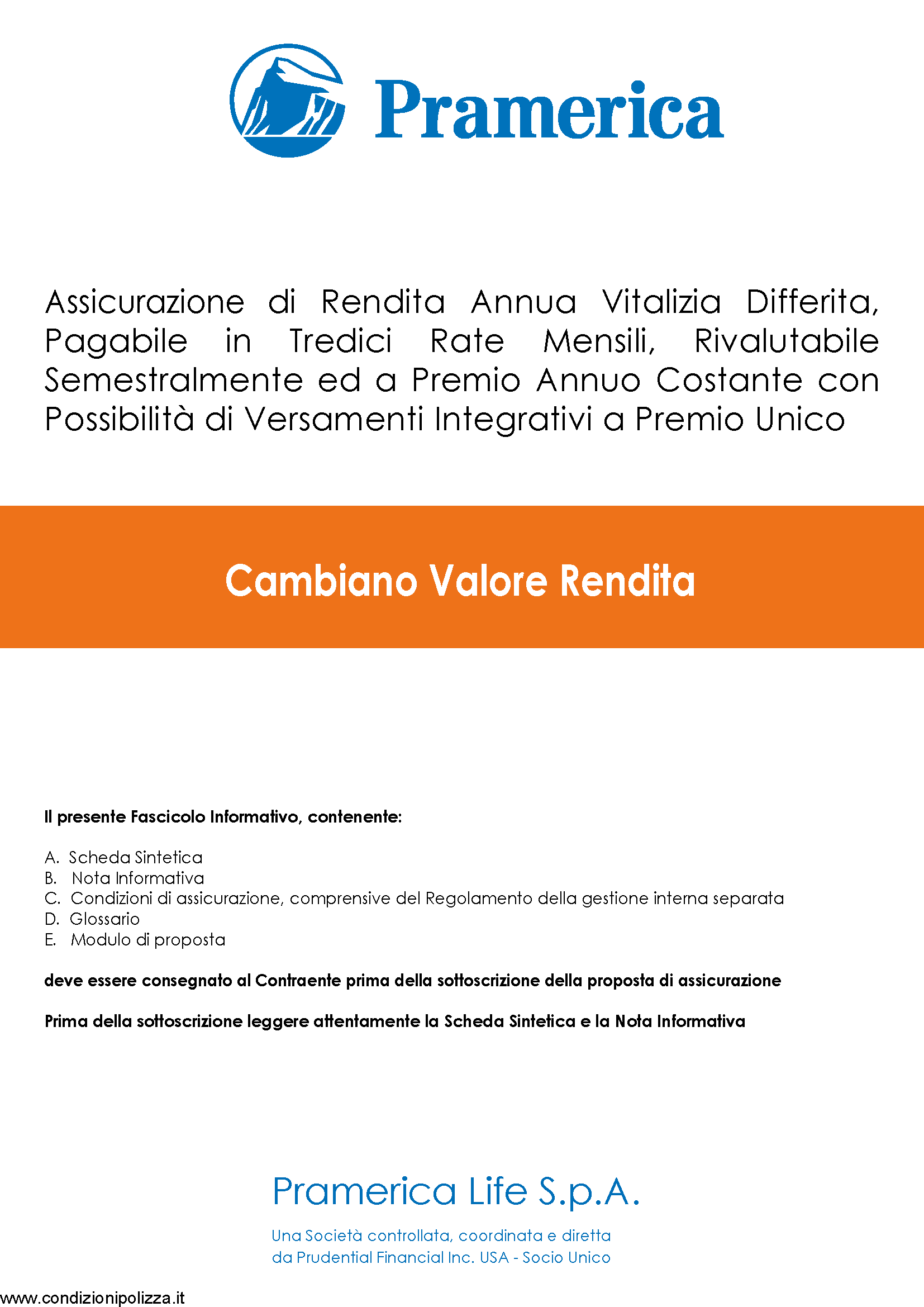 Pramerica - Cambiano Valore Rendita - Modello cvr Edizione 05-2018 [53P ...