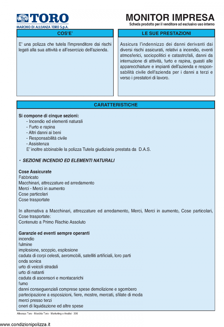 Toro - Monitor Impresa Scheda Prodotto Venditore Uso Interno - Modello ...